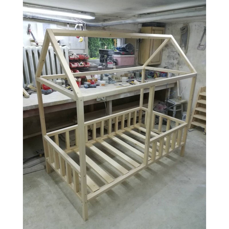 Łóżko Domek Pod Materac 200x90 Naturalne Drewno
